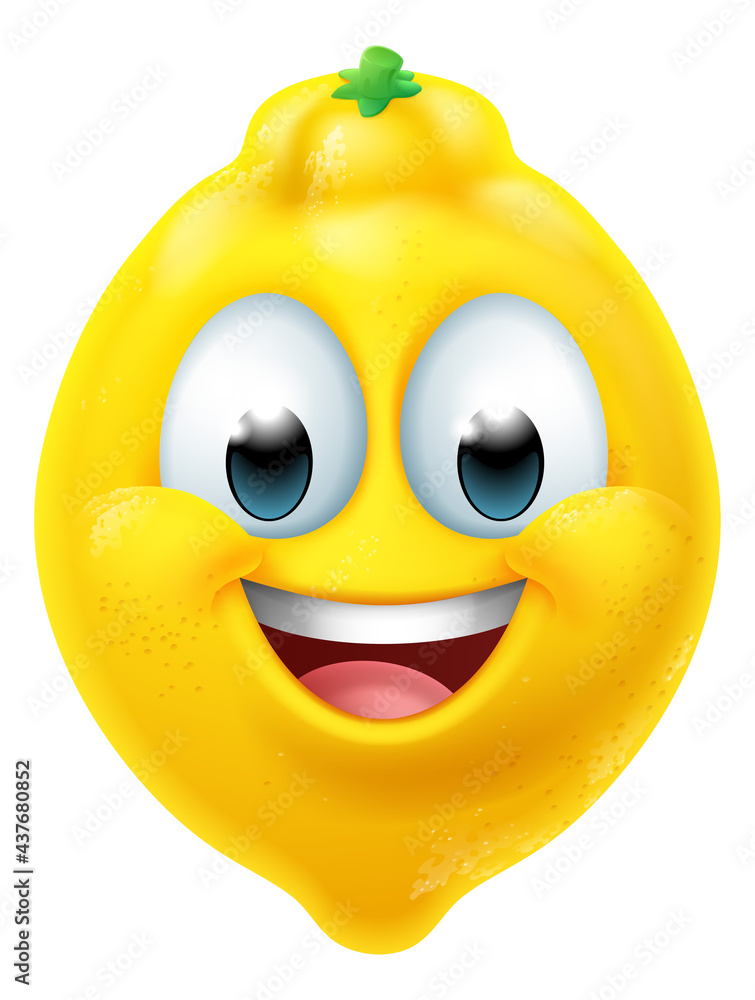 Lemon Fruit Cartoon Emoticon Emoji Mascot Icon Stock Vector | Adobe Stock