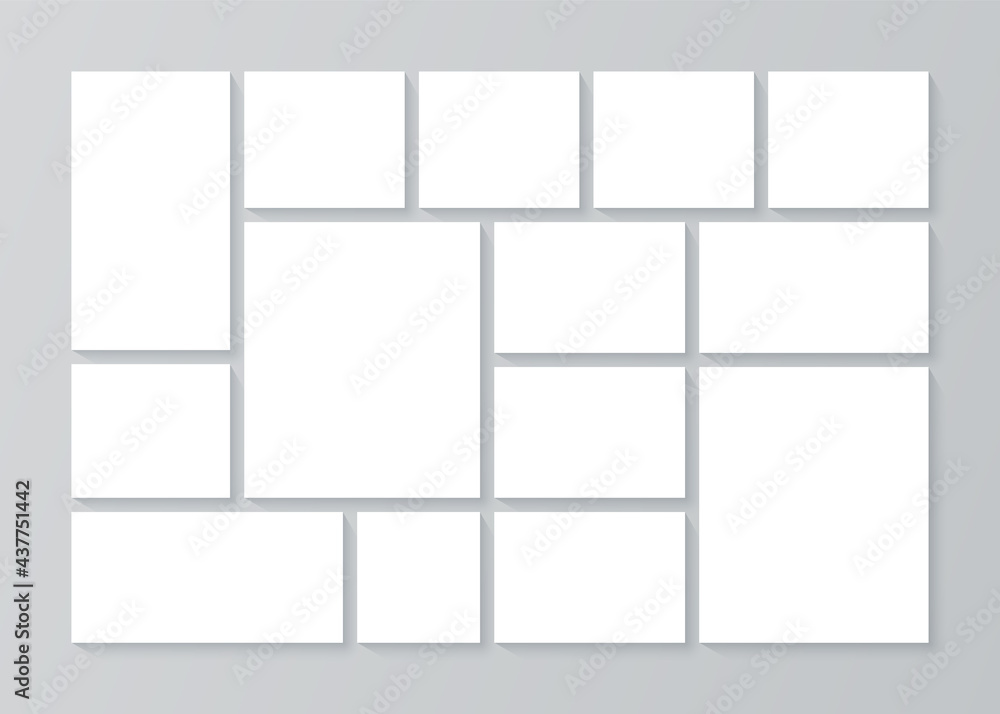 Photo collage grid. Moodboard template. Vector illustration. Mosaic ...
