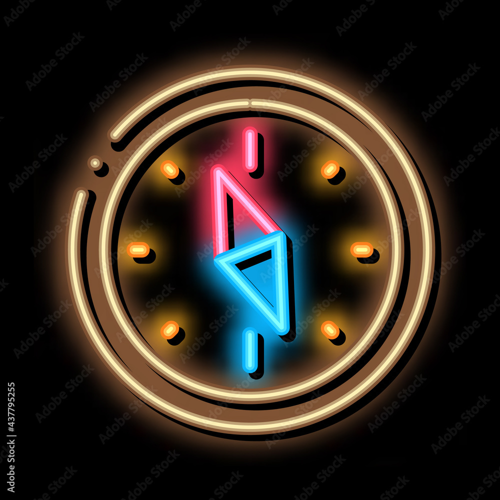 Navigational Compass Tool neon light sign vector. Glowing bright icon ...