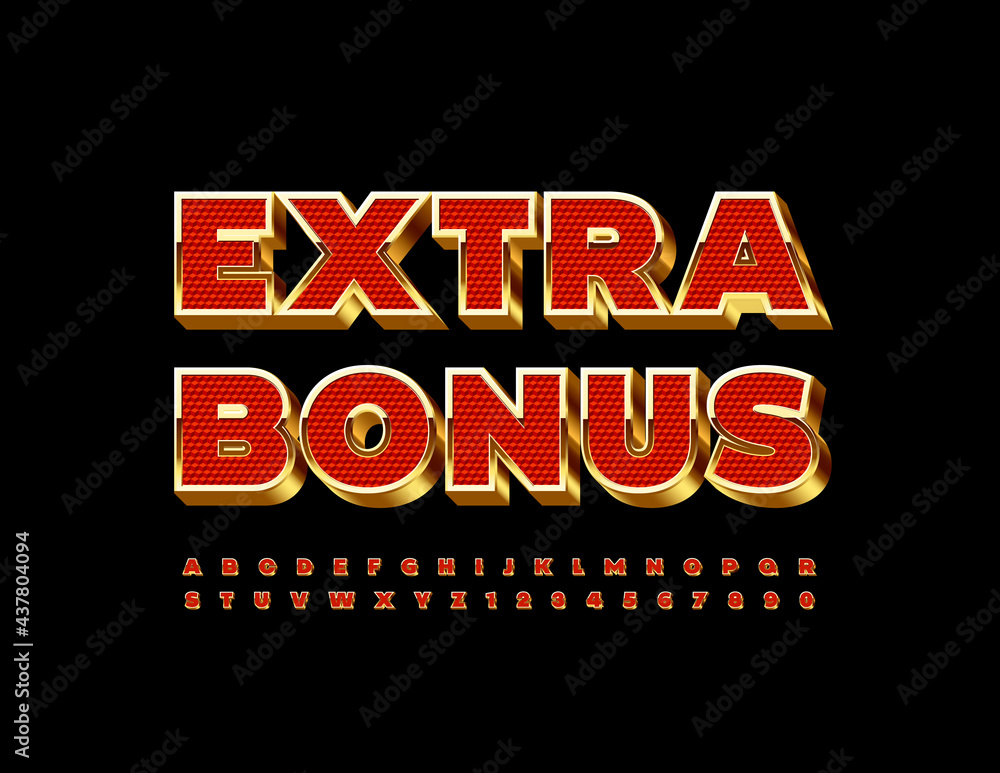 Vector promo poster Extra Bonus. Bright premium Font. Set of Luxury ...
