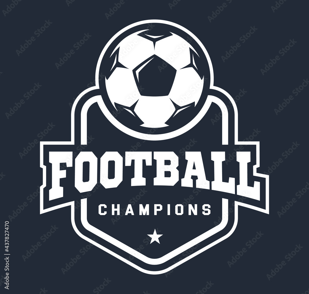Football logo in flat style. Soccer ball. Sport games. Emblem, badge ...