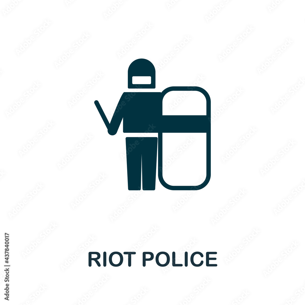 Riot Police icon. Monochrome simple element from civil rights ...