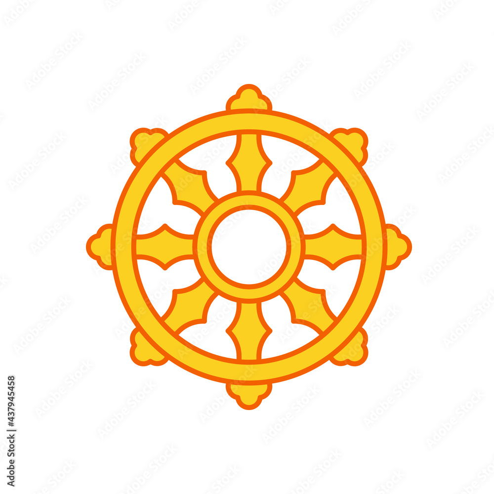 Buddhist dharma wheel filled outline icon. Clipart image isolated on ...