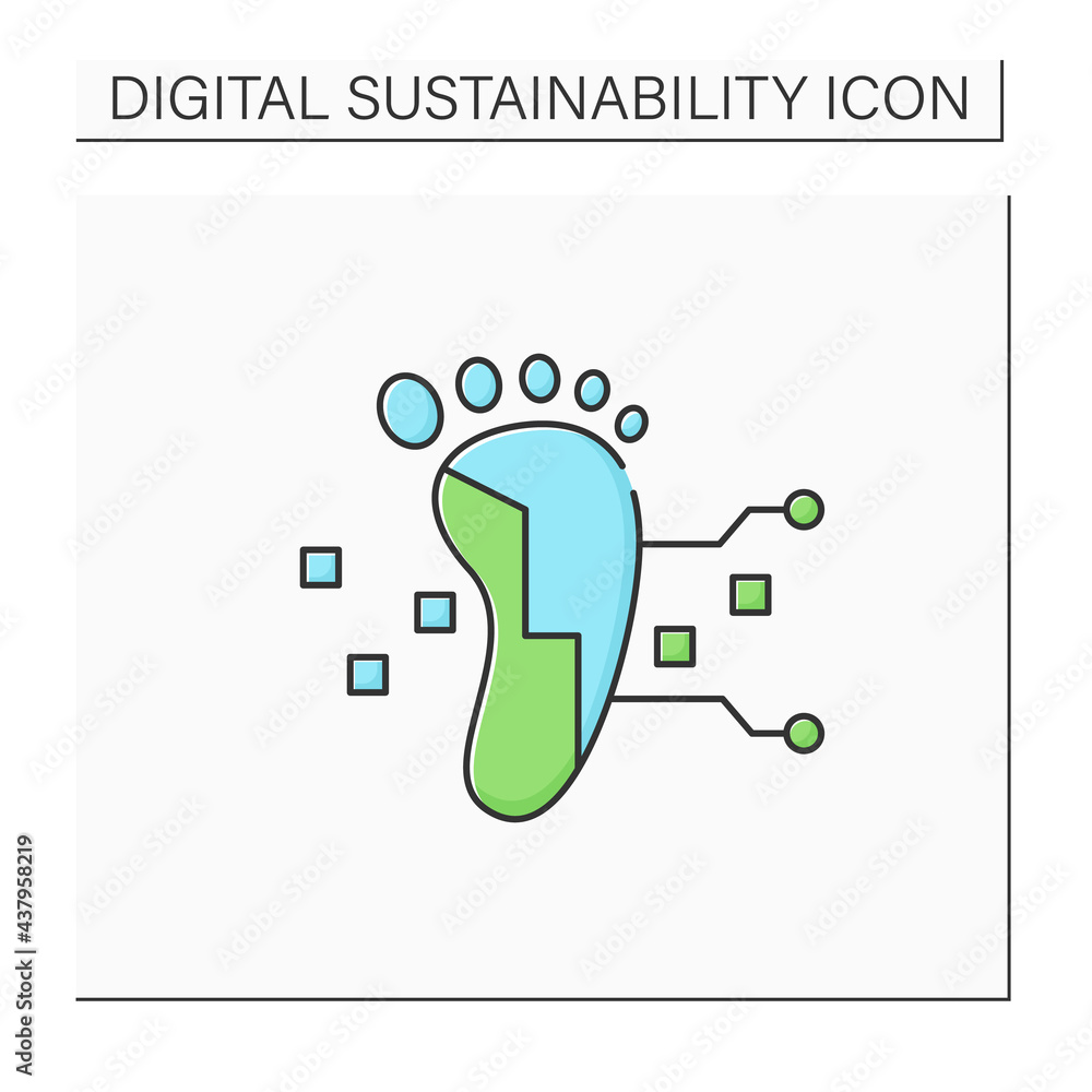 Digital footprint color icon. Unique actions on Internet, devices ...