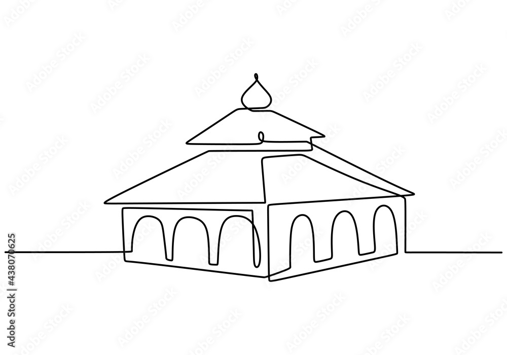Mosque continuous one line drawing vector minimalist design. islamic ...