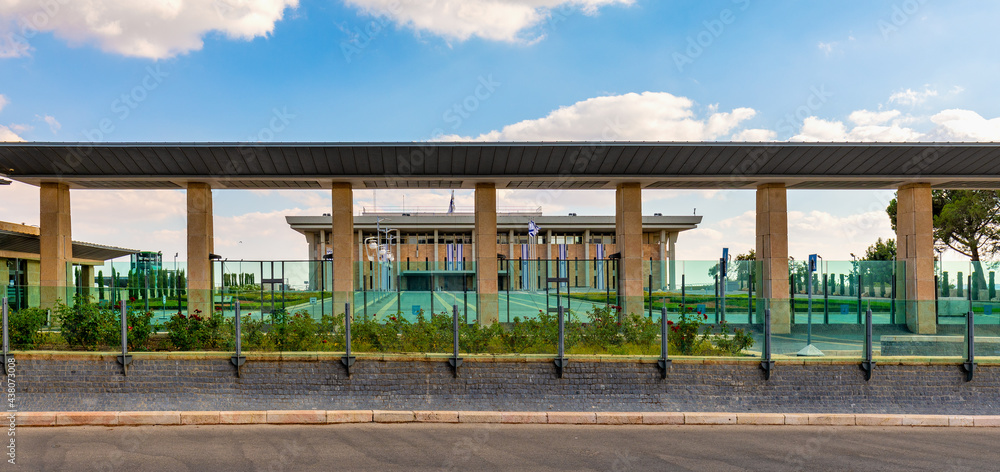 Main entrance of The Knesset - Israeli Parliament official building in ...