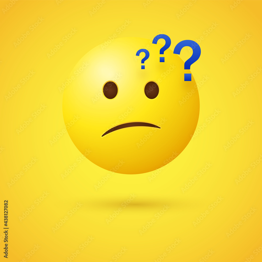 Thinking face, confusing emoji ask a question - 3d confused emoticon ...
