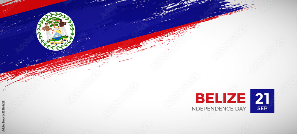 Happy independence day of Belize with brush painted grunge flag ...