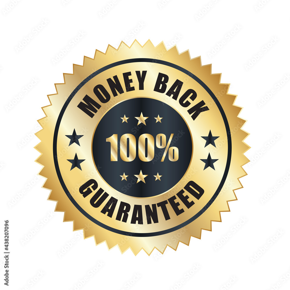 100% Money back Guaranteed, trust badge vector design, money back logo ...