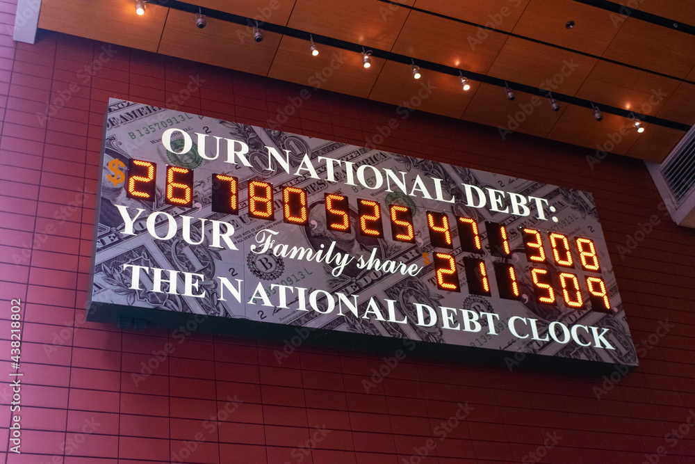 National Debt Clock a billboard sized running total display shows the ...