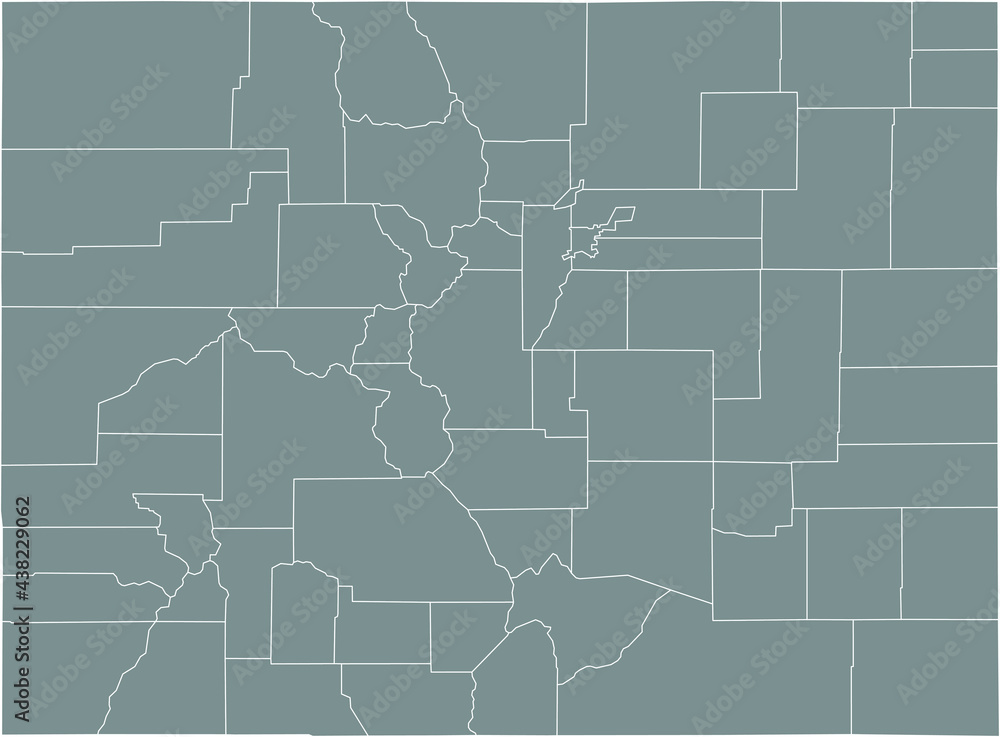 Gray vector map of the Federal State of Colorado, USA with white ...