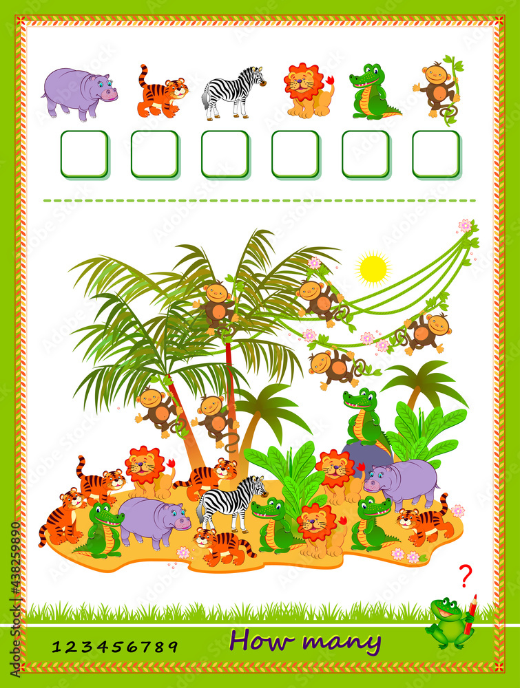 Math education for children. How many farm animals can you find? Count ...