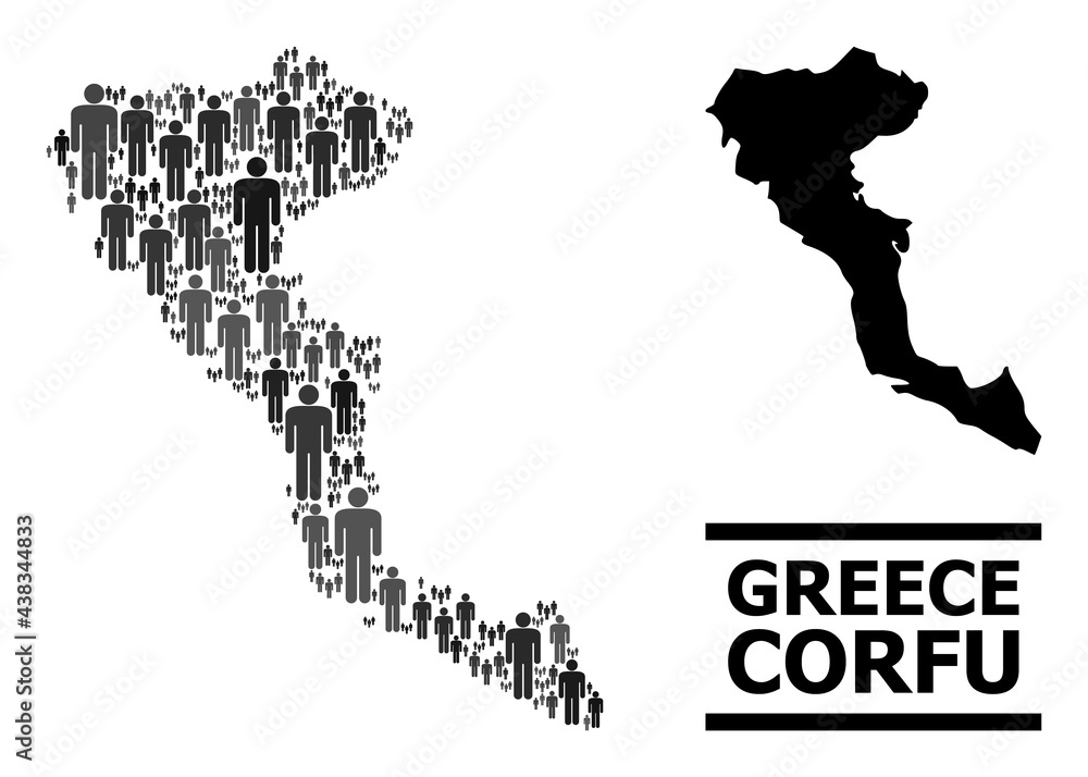 Map of Corfu Island for demographics applications. Vector demographics ...