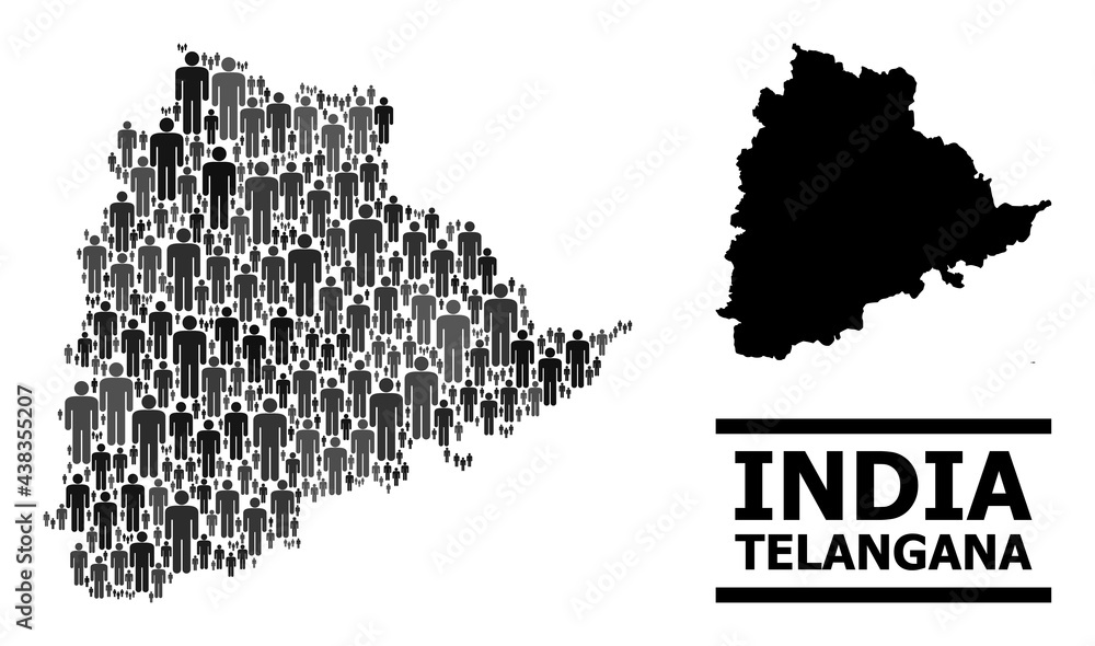 Map of Telangana State for political projects. Vector demographics ...