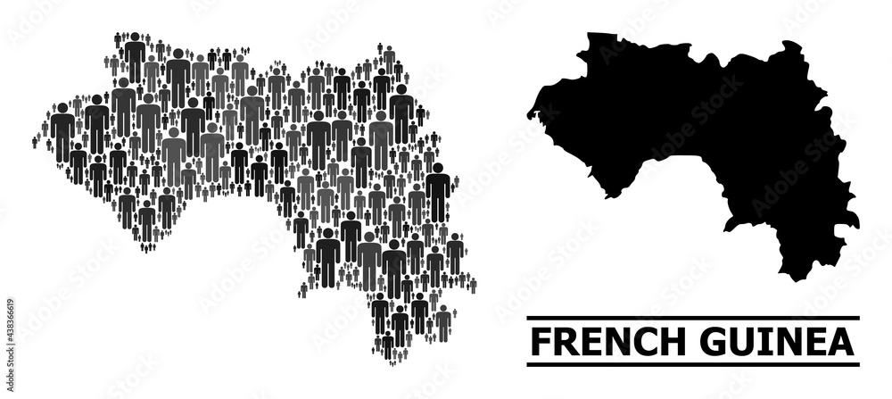 Map of French Guinea for social propaganda. Vector demographics ...