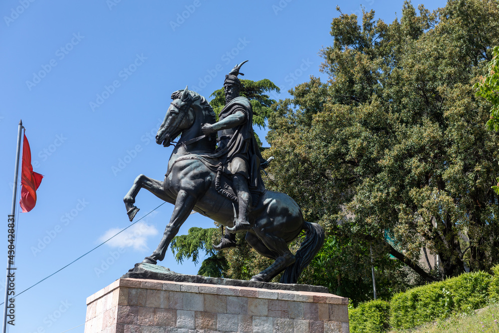 Kruja, Kroja, Kruja, Kruj, Krujë - Skenderbeg statue on horse in town ...