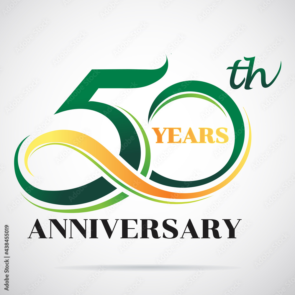 50 years anniversary celebration logo design with decorative ribbon or ...