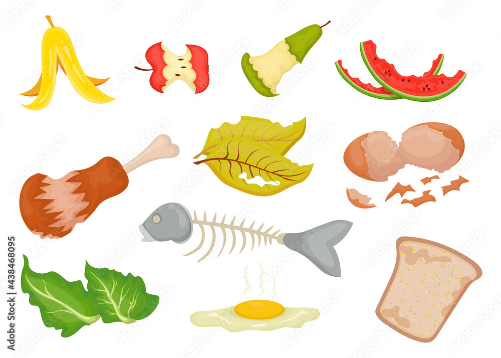 Image vectorielle Stock Collection of organic waste cartoon vector ...