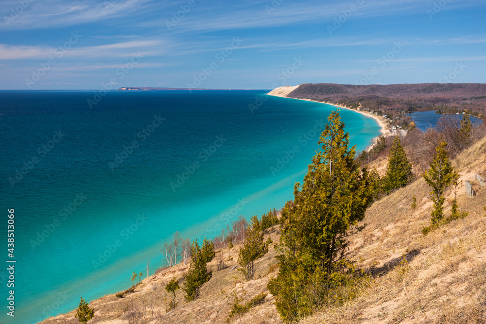Crystal clear blue waters of Lake Michigan along the Sleeping Bear ...