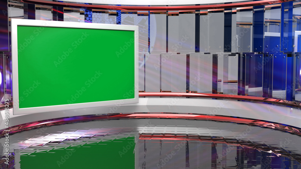 News Studio, Backdrop For TV Shows .TV On Wall.3D Virtual News Studio ...