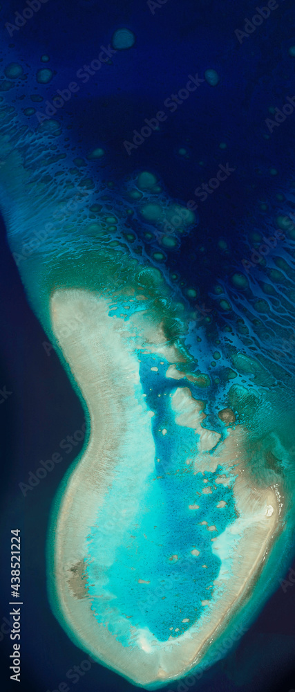 Satellite view of Palau, Micronesia, north island of Kayangel island ...