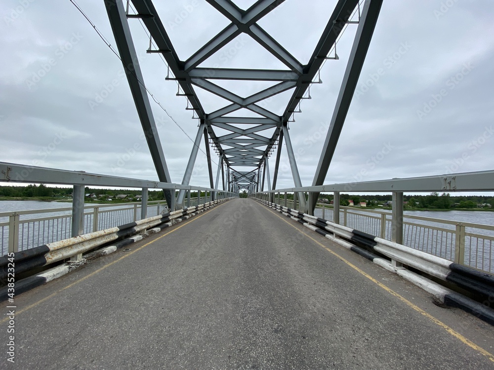 bridge over the Luga river. Ust-Luga is a port settlement in the ...