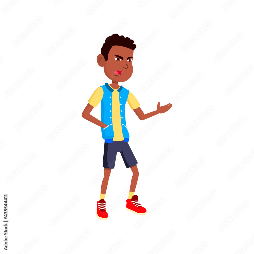 angry african boy shouting on team player cartoon vector. angry african boy shouting on team ...