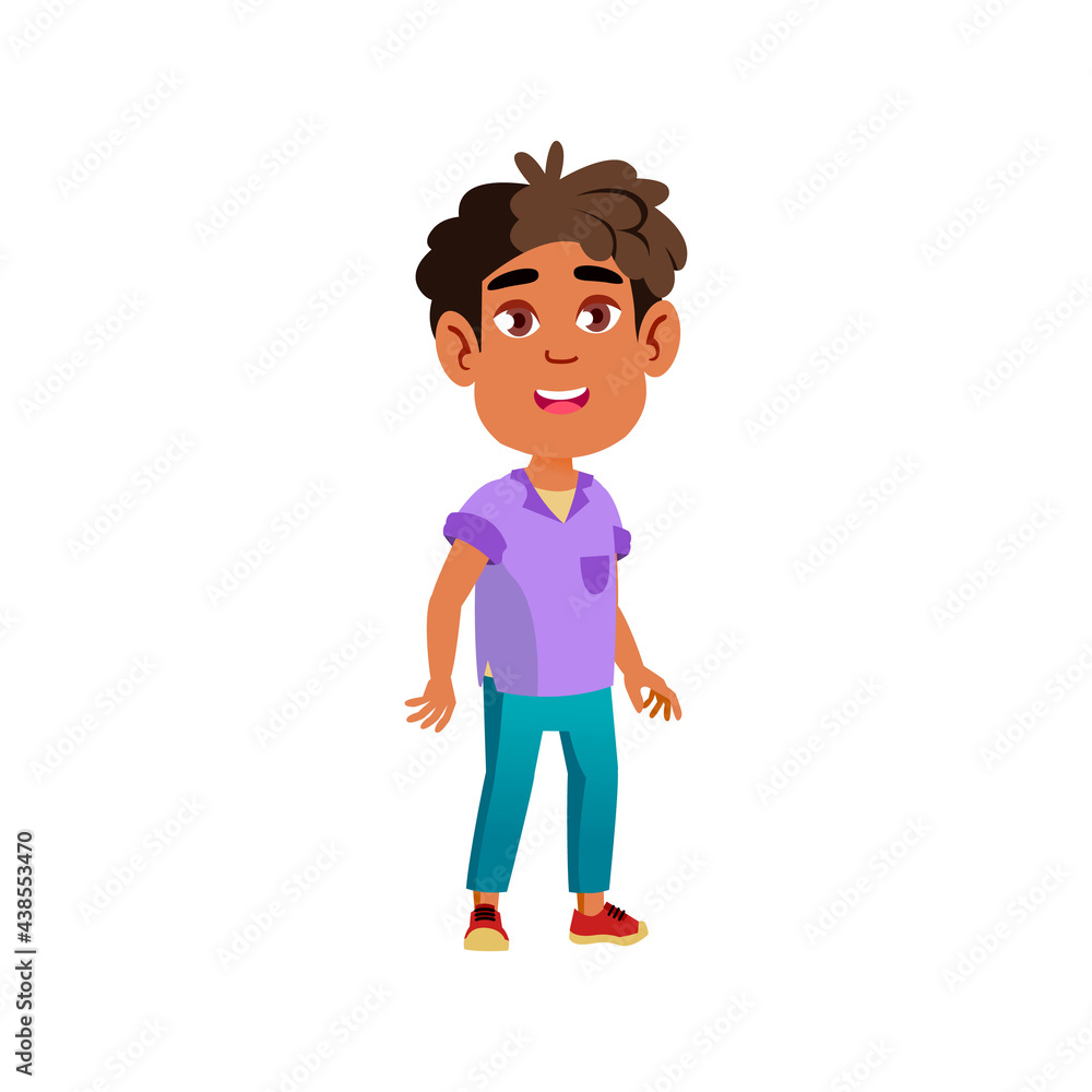 Vektor smiling latino boy staring at commercial on tv cartoon vector ...
