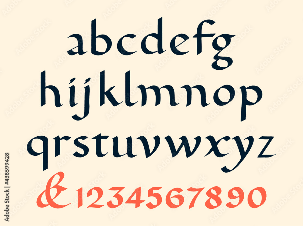 Vector de Stock Carolingian Minuscule Alphabet Hand-Drawn Calligraphy ...