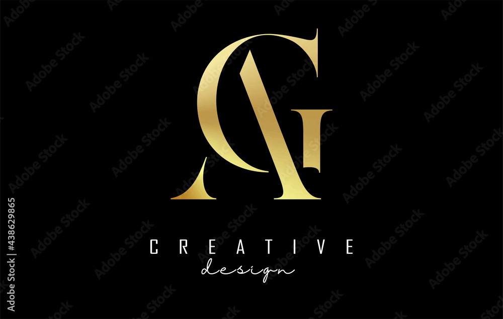Golden AG a g letter design logo logotype concept with serif font and ...