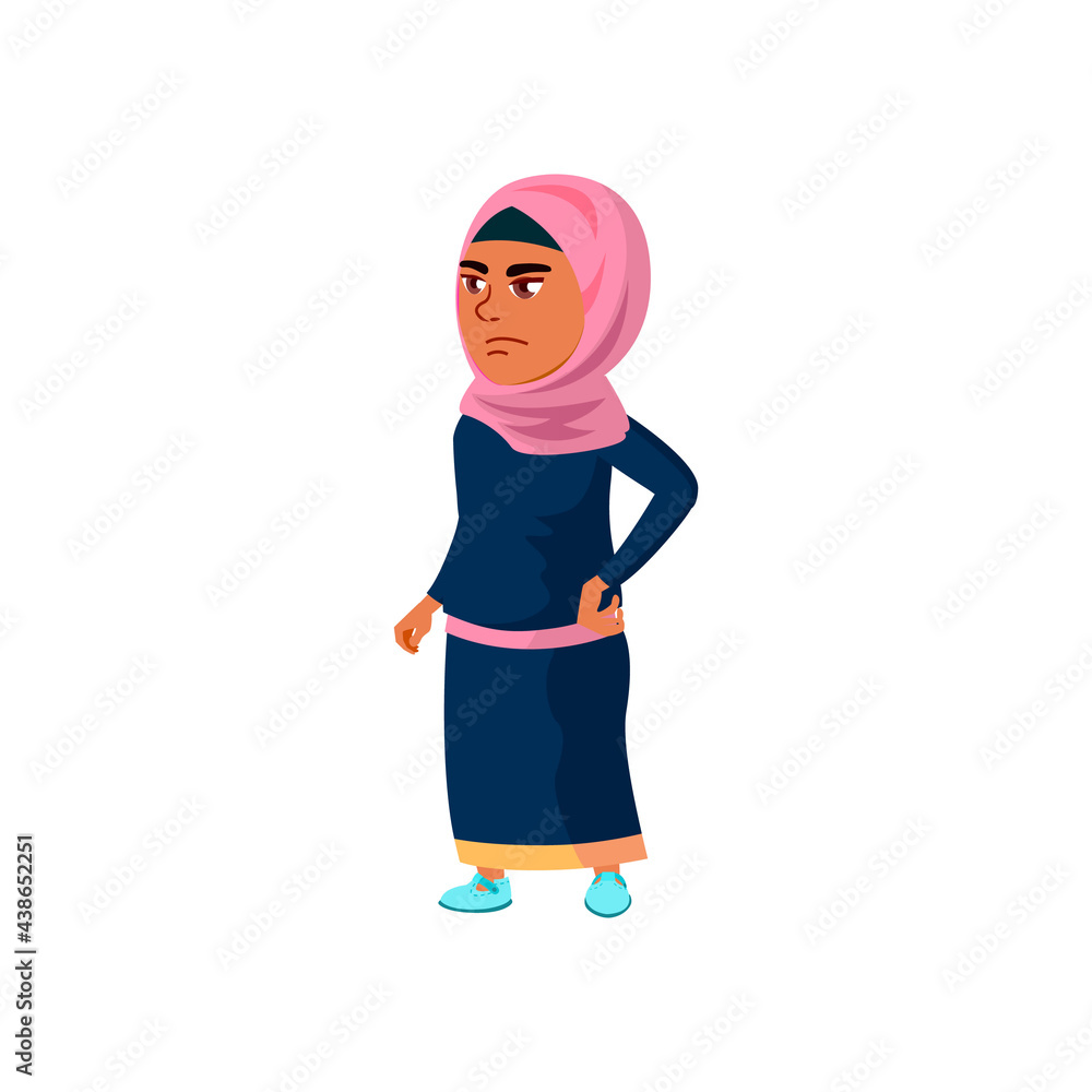 stressed arab girl anger at parents cartoon vector. stressed arab girl ...