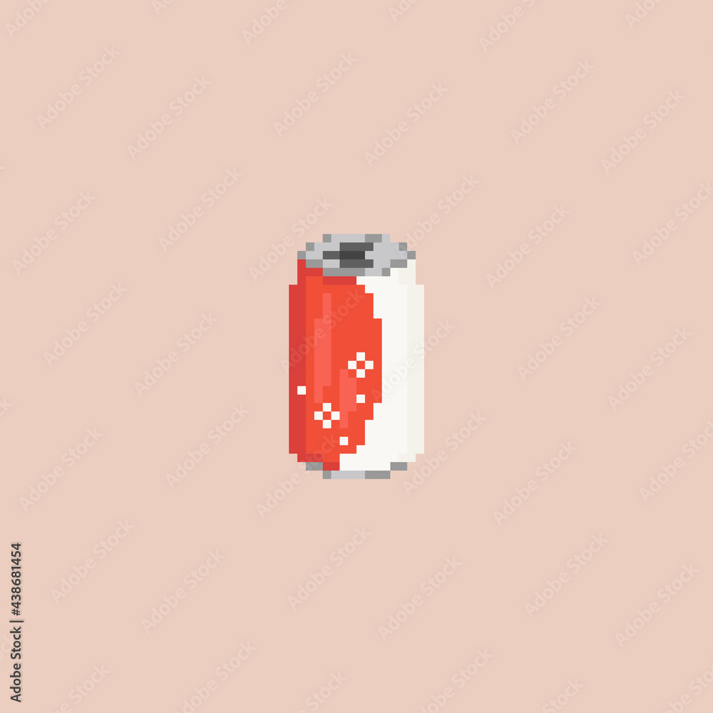 Pixel art metal can of cola icon. Vector Retro 8 bit illustration of ...
