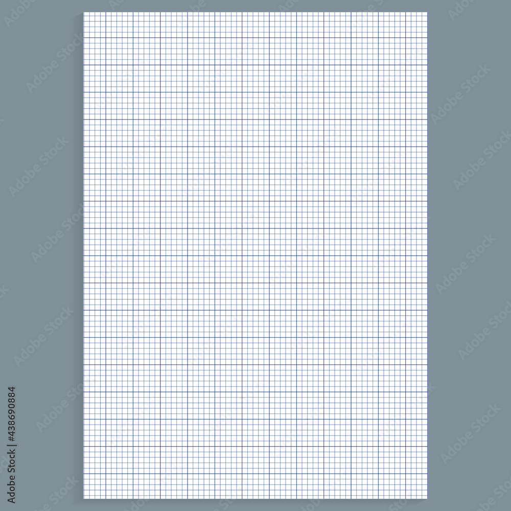 Grid paper. Realistic blank lined paper sheet in A4 format. Squared ...