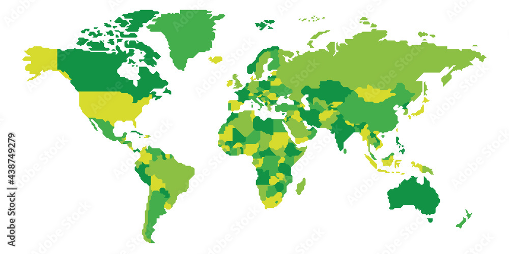 Simplified schematic map of World. Blank political map of countries ...
