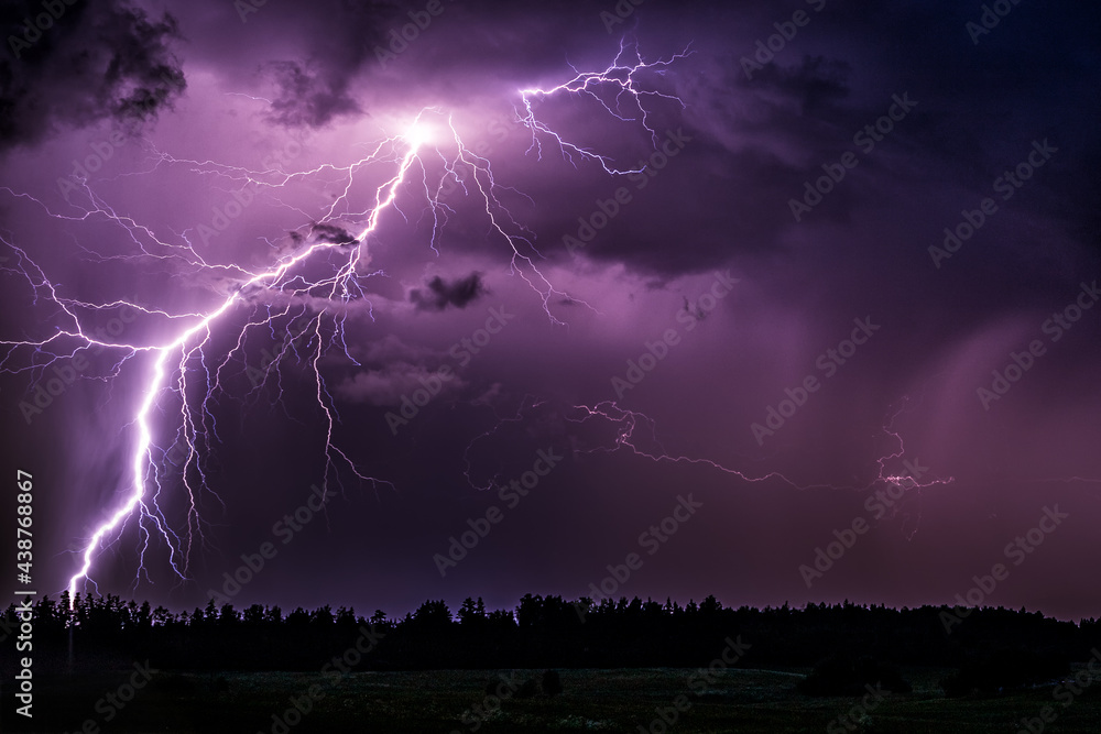 Night time lightning storm Stock Photo | Adobe Stock