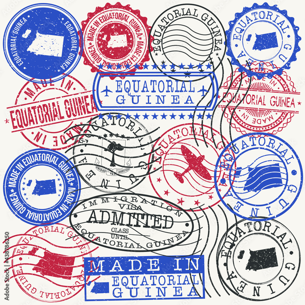 Equatorial Guinea Set of Stamps. Travel Passport Stamps. Made In ...