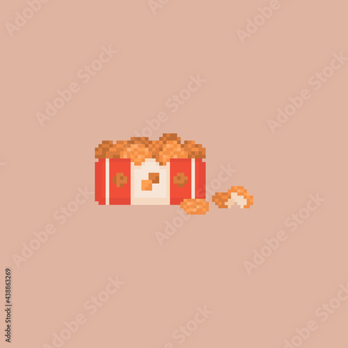 Pixel art nuggets box icon. Vector Retro 8 bit illustration of nuggets ...
