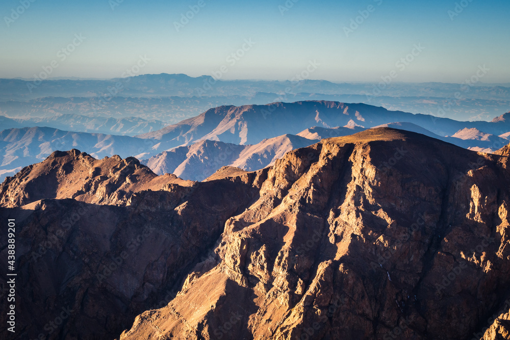 Panorama from Jabel Toubkal showing other highest mountain peaks of ...