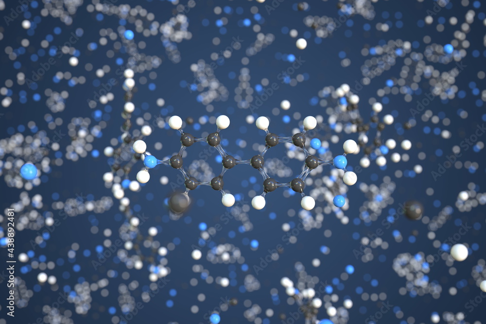 Benzidine molecule. Conceptual molecular model. Chemical 3d rendering ...