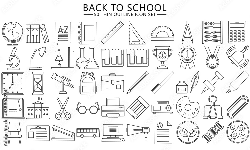 Simple Set of back to school Vector Line Icons. Contains such Icons as ...