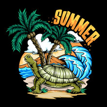 Summer Surfing Turtle Poster Free Stock Photo - Public Domain Pictures