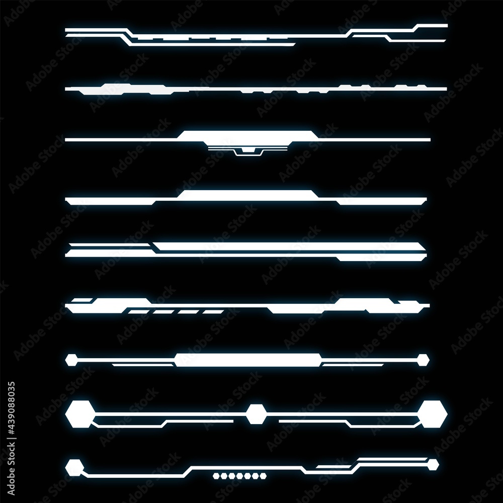 Set of Sci-Fi User Interface Elements. futuristic technology frames interface hud element design ...