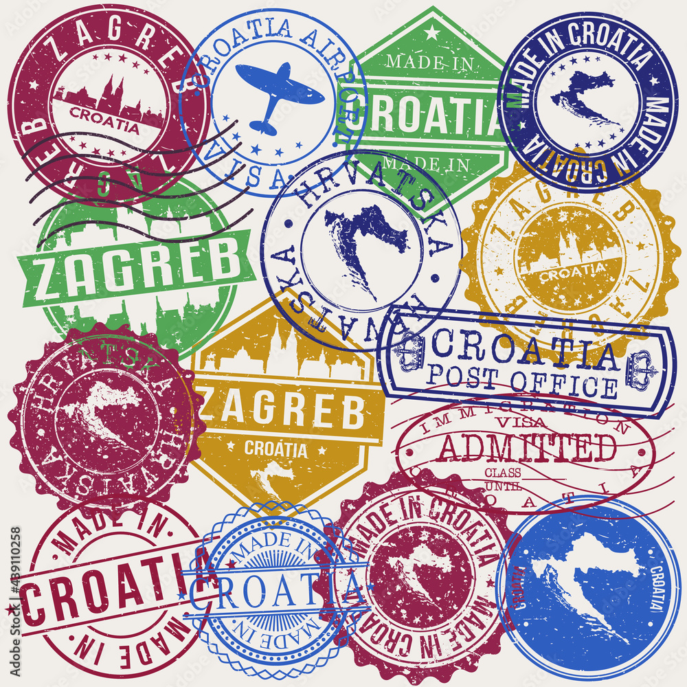 Zagreb Croatia Set of Stamps. Travel Stamp. Made In Product. Design ...