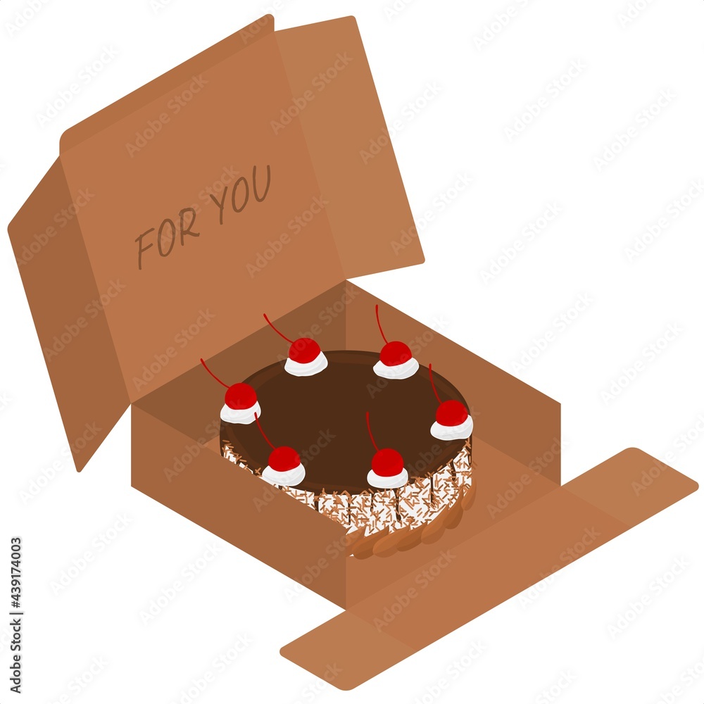 Bakery : one pound cake in a packaging box. illustration, cardboard box ...