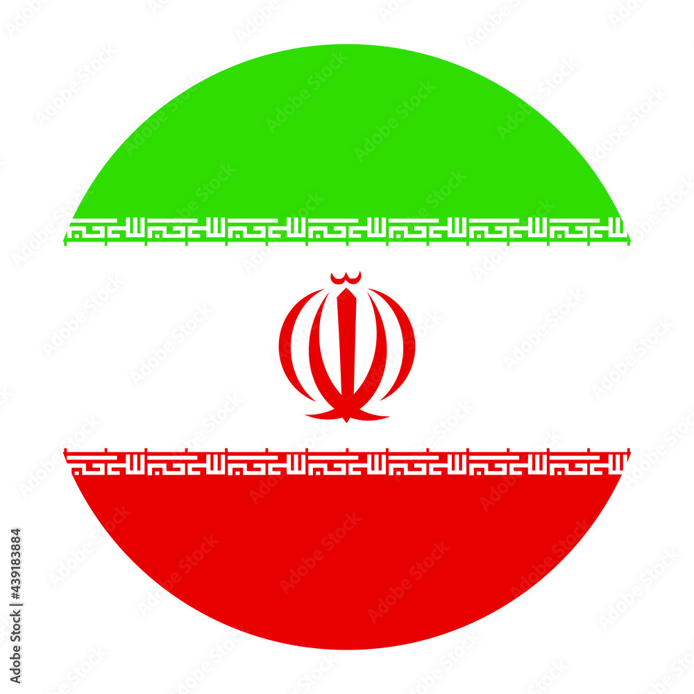 Circle vector flag of Iran banner. National symbol of Middle East ...