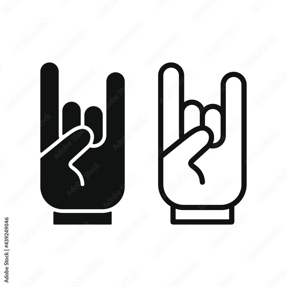 Rock hand gesture icon. Devil horns sign. Heavy metal music symbol ...