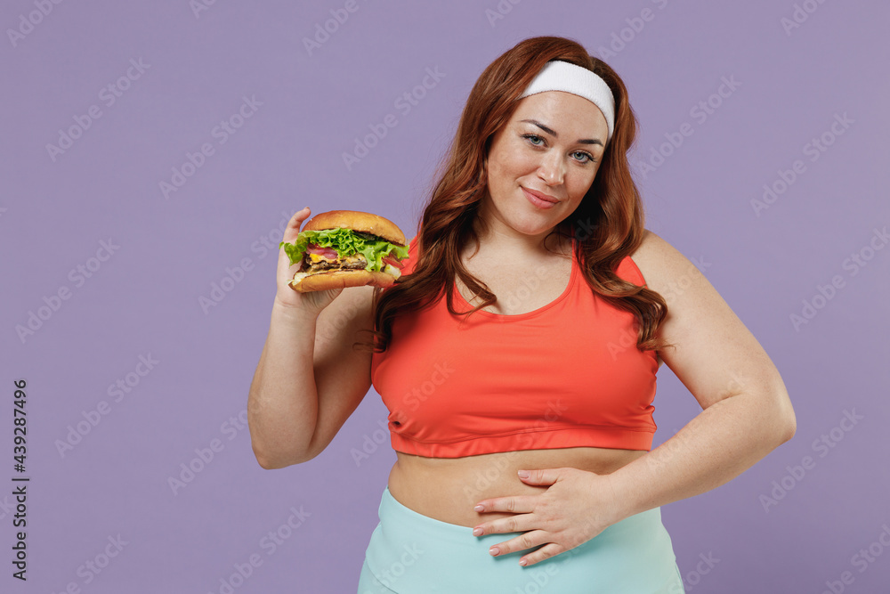 Young happy smiling chubby overweight plus size big fat fit woman in ...