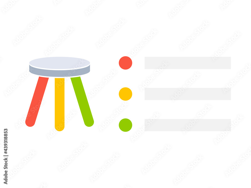 Three legged stool model template. Clipart image Stock Vector | Adobe Stock