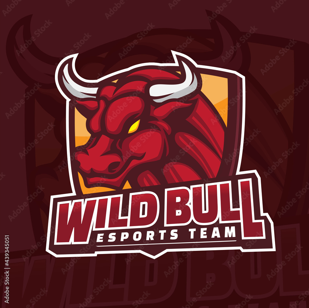 Bull Esports Gaming Mascot Logo Design Stock Vector | Adobe Stock