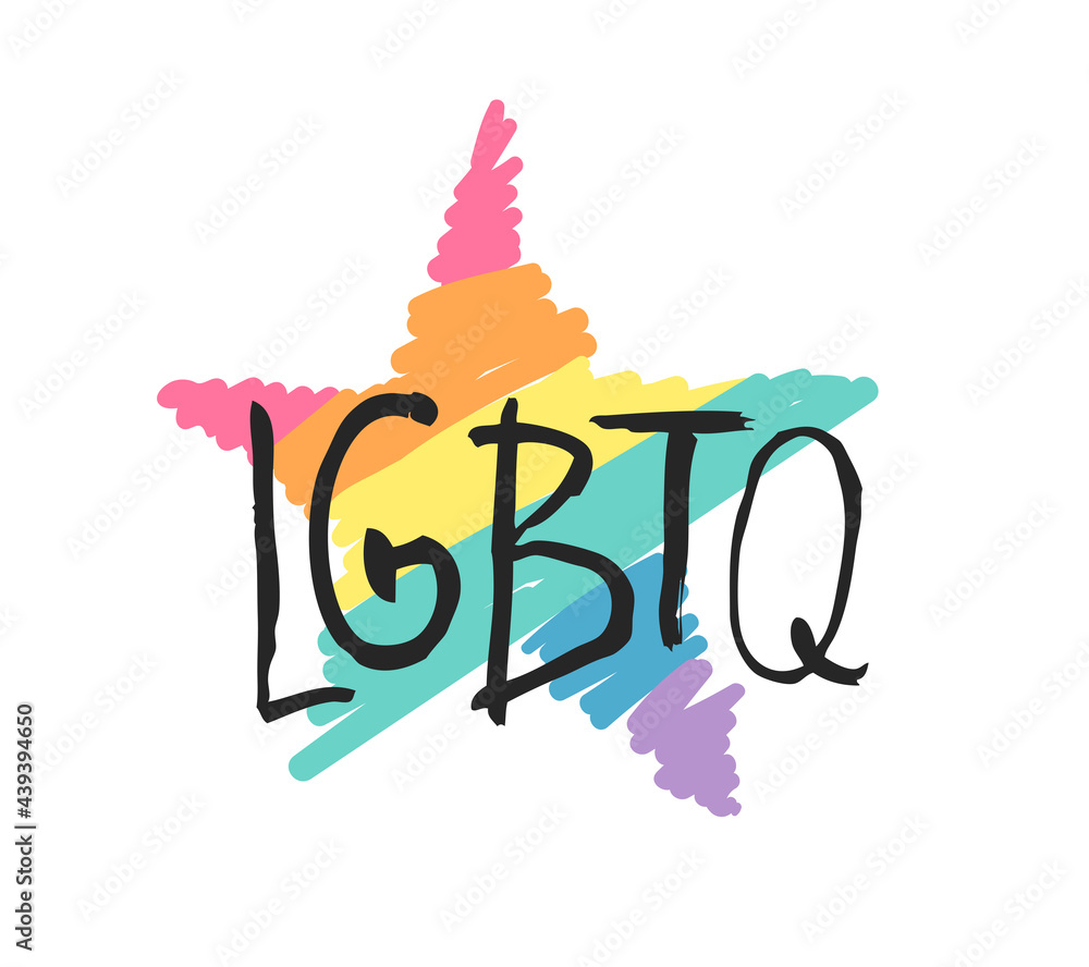 Vector Doodle Illustration Rainbow Star. Cartoon Pride Colorful Drawing ...